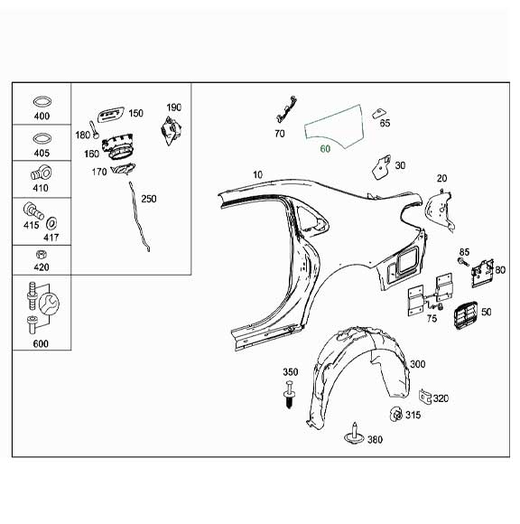 Mercedes Benz Genuine DAMPING, SIDE WALL 2226820232